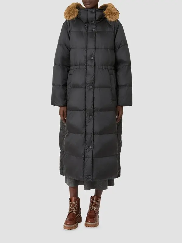 Max Mara Long Reversible Down Coat In Water Repellent Plain Weave Fabric