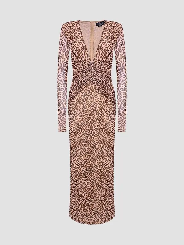 PatBO Panthera Leopard-print Tulle Maxi Dress