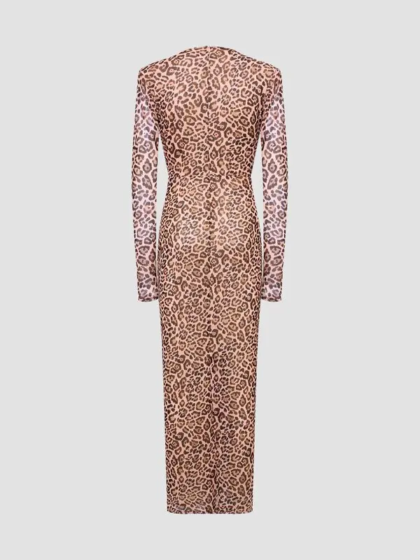 PatBO Panthera Leopard-print Tulle Maxi Dress