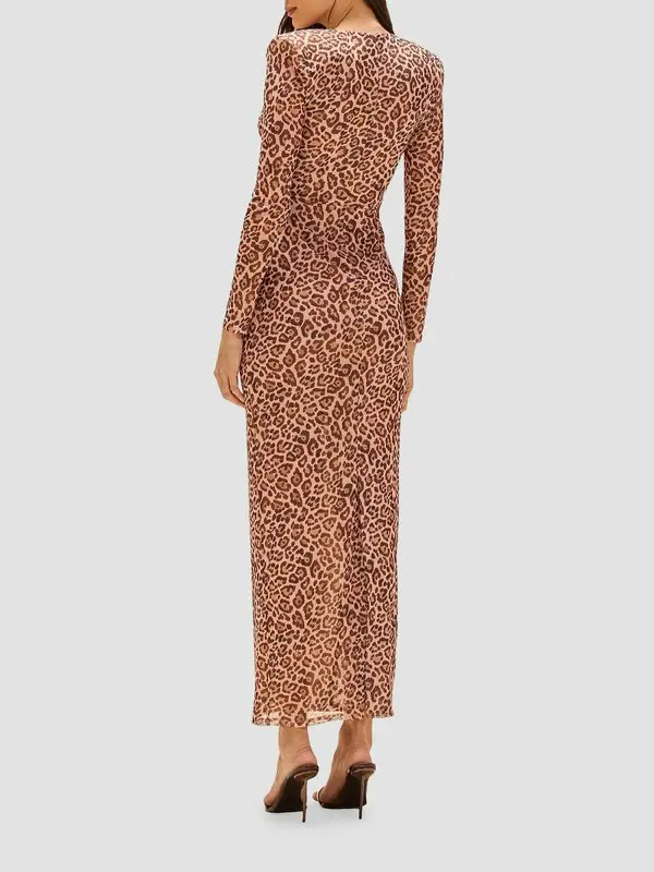 PatBO Panthera Leopard-print Tulle Maxi Dress