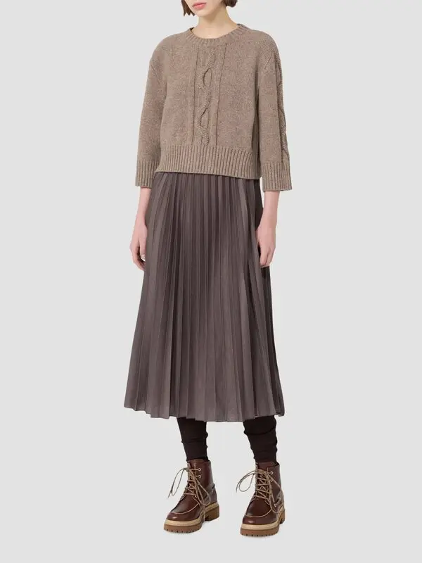 Max Mara Jersey Dress With A Wool Top - Hazelnut Brown
