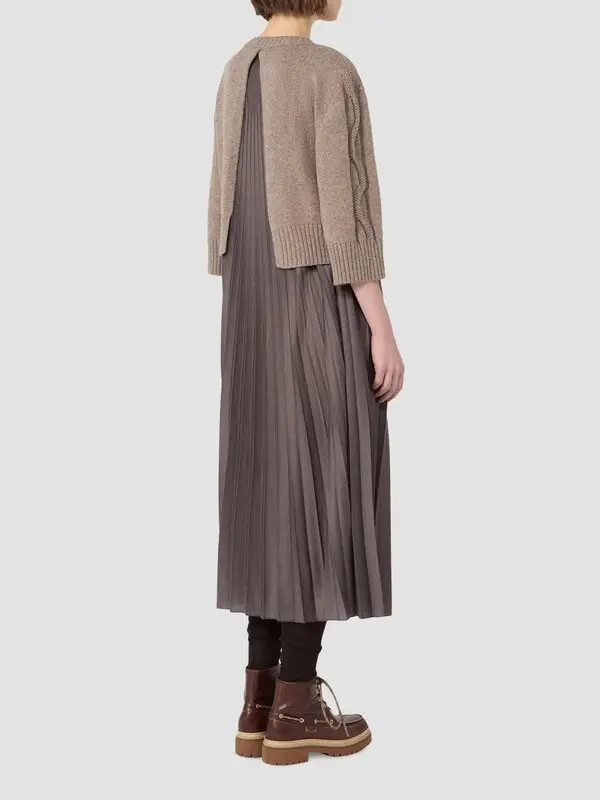 Max Mara Jersey Dress With A Wool Top - Hazelnut Brown