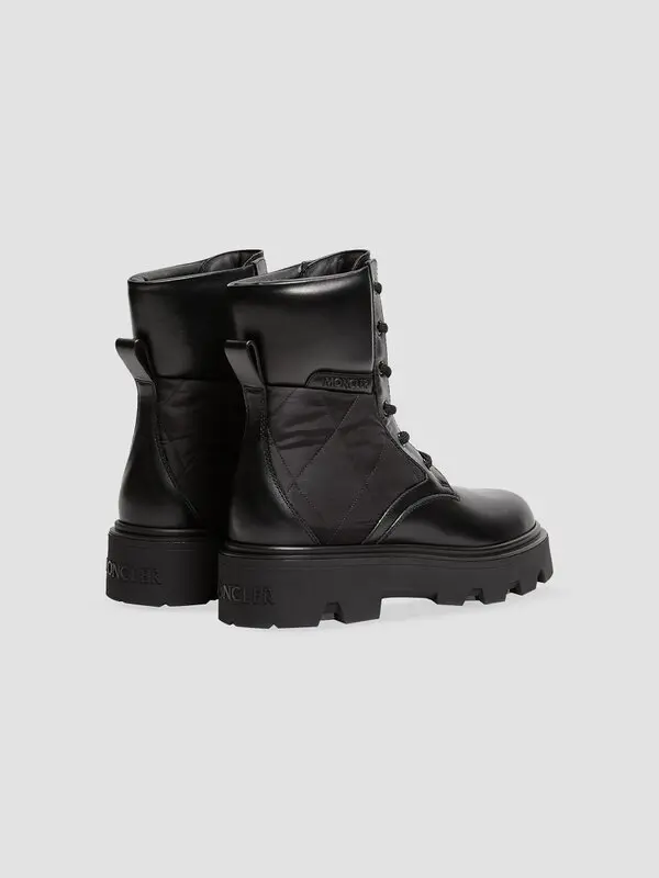 Moncler Aurea Ankle Boots In Leather And Nylon - Black