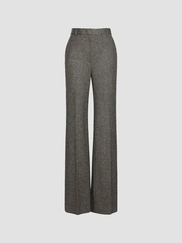 Max Mara Flared Jacquard Jersey Trousers - Camel