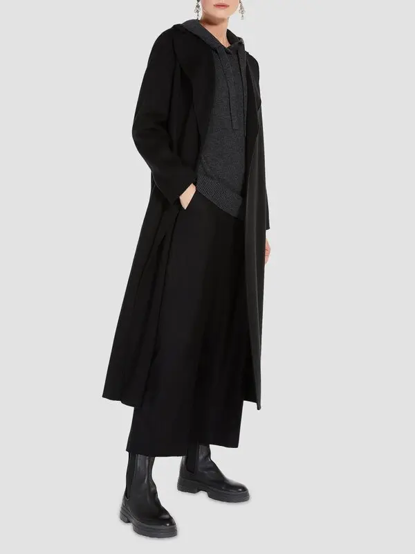 Max Mara Poldo Wool Belted Wrap Coat - Black