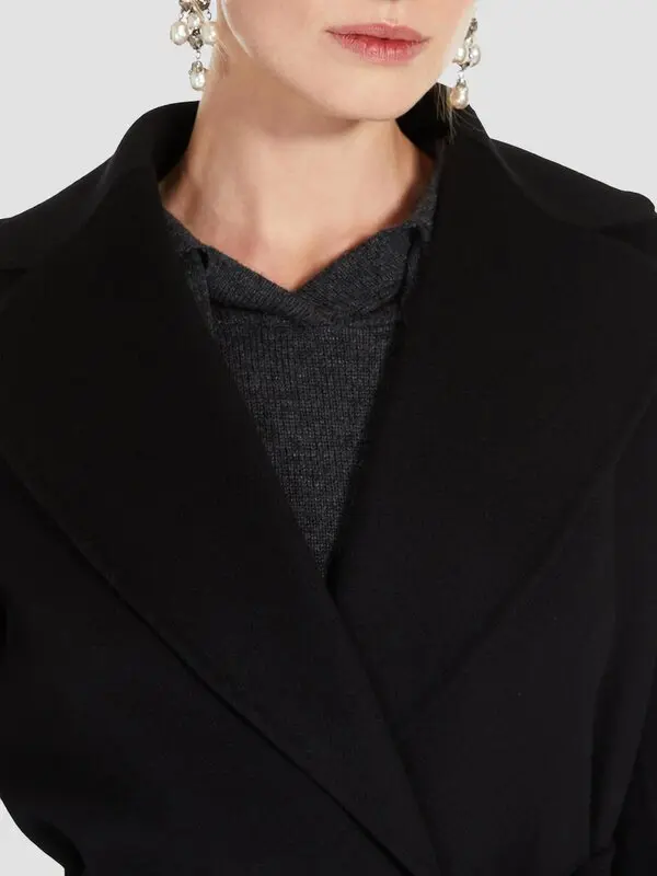 Max Mara Poldo Wool Belted Wrap Coat - Black