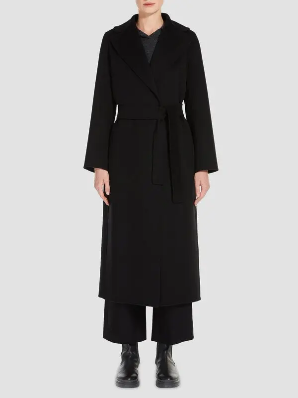 Max Mara Poldo Wool Belted Wrap Coat - Black