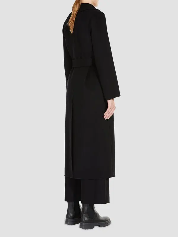 Max Mara Poldo Wool Belted Wrap Coat - Black