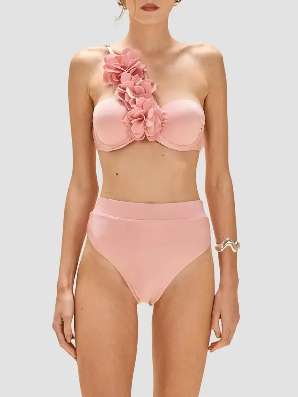 PatBO Lagoa Flower Appliqué Bikini Top - Pink