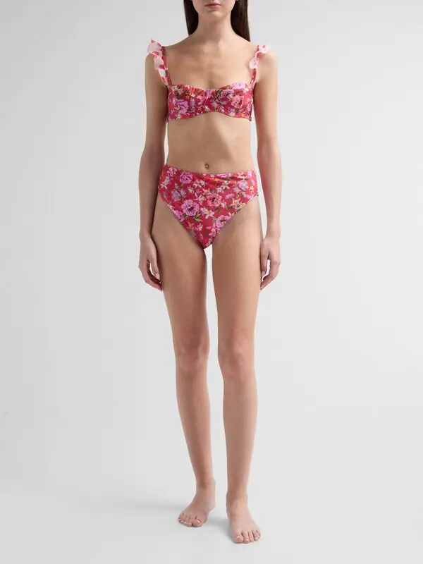 PatBO Peony Print Balconette Bikini Top