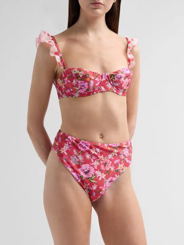 PatBO Peony Print Balconette Bikini Top