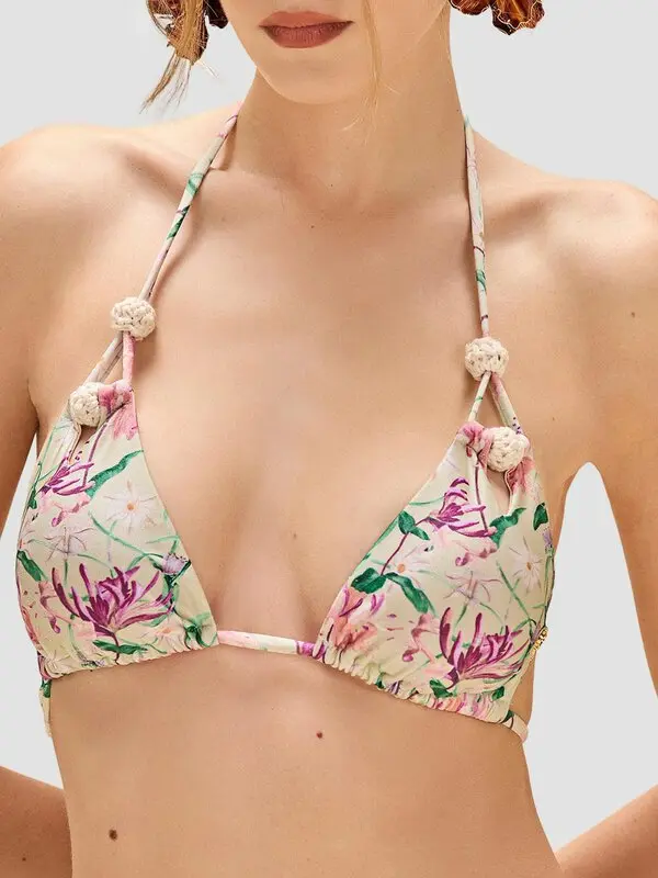 PatBO Honey Flower Lace Triangle Bikini Top