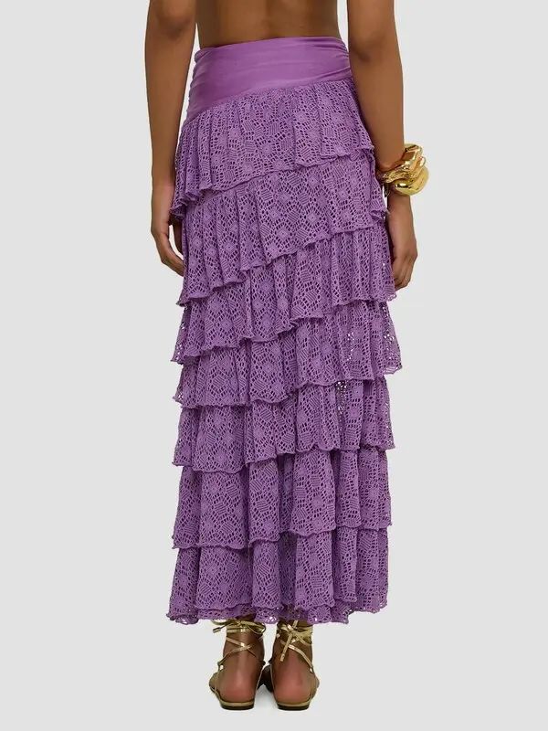 PatBO Martina Ruffle Maxi Cover-up Skirt - Lilac