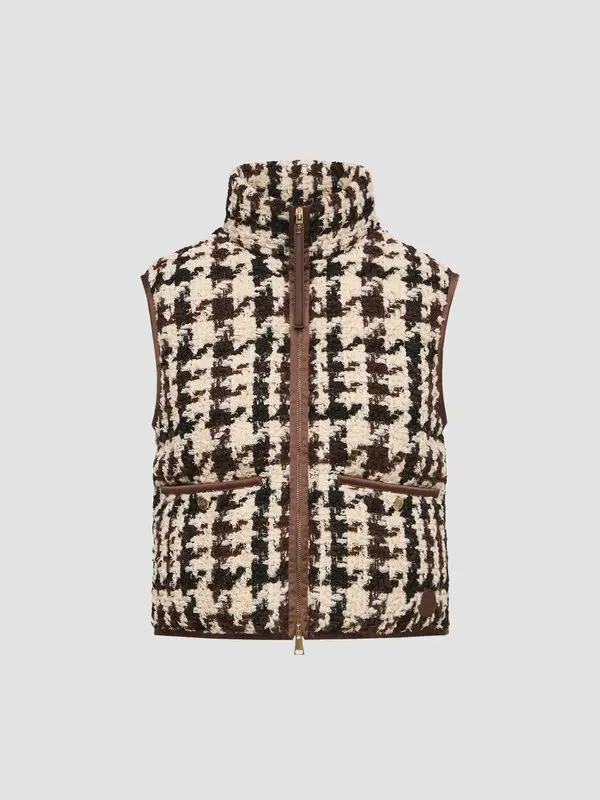 Moncler Emotionallite Padded Vest In Tweed - Beige Multi