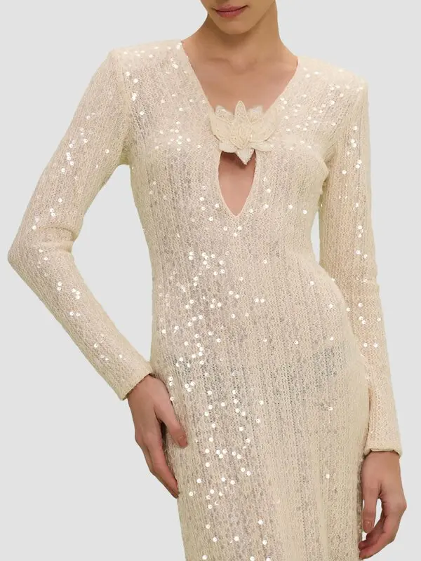 PatBO Iara Crochet Plunge Maxi Dress