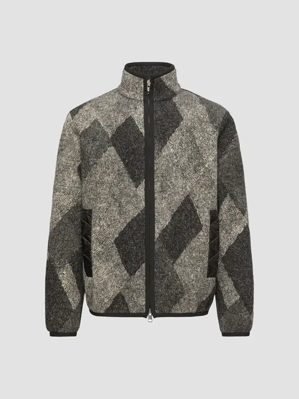 Moncler Cardigan In Wool Blend - Grey