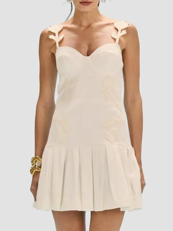 PatBO Aquamist Floral Appliqué Minidress