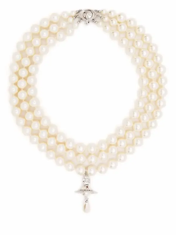 VIVIENNE WESTWOOD Necklace Three-row "three" Row Pearl Drop Choker