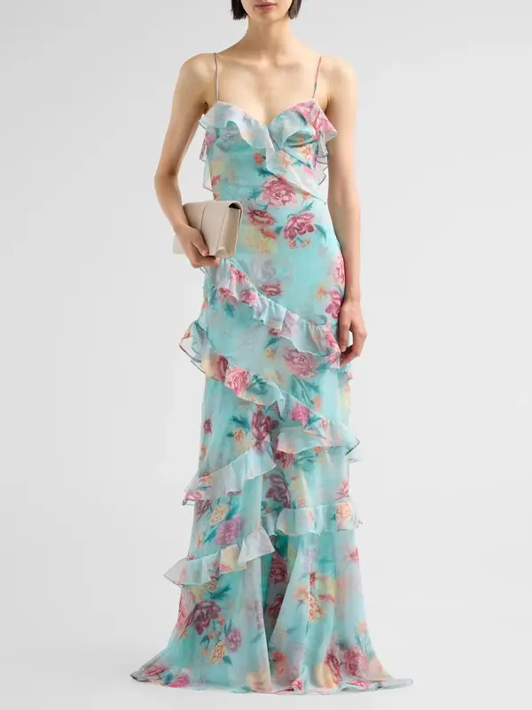 PatBO Flora Mist Floral Ruffle Maxi Dress