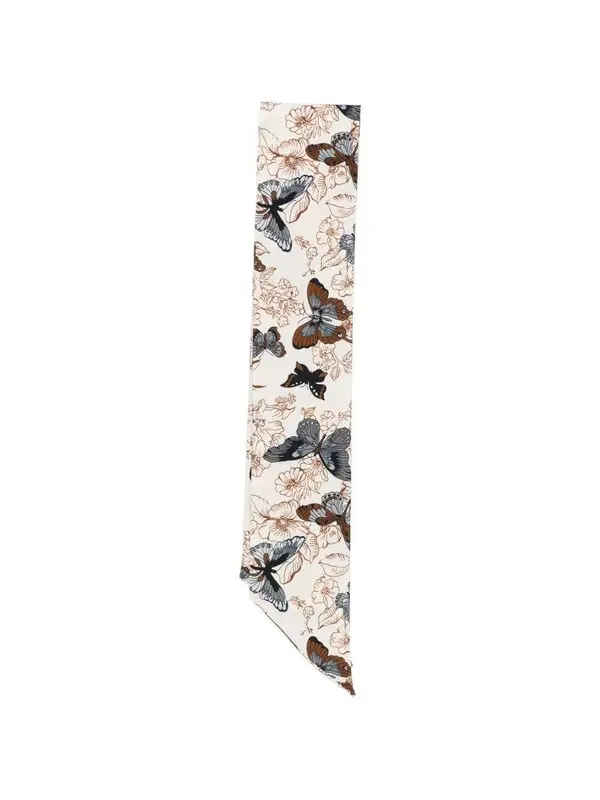 LAURA URBINATI Scarf Butterfly Print - Gray