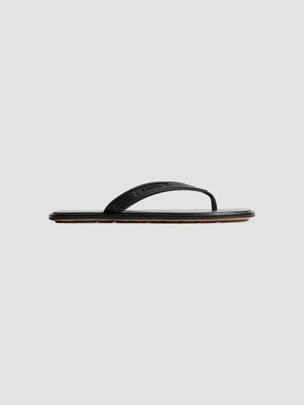 Bottega Veneta Sampieri Logo Slip-on Sandals - Black