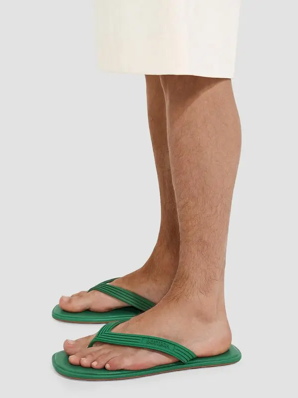 Bottega Veneta Sampieri Logo Slip-on Sandals - Grass Green