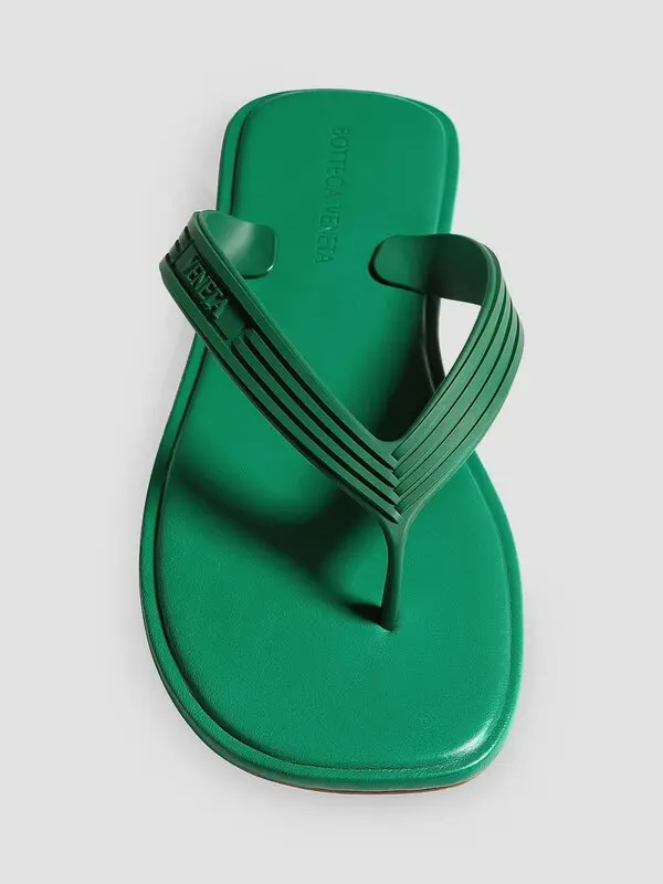 Bottega Veneta Sampieri Logo Slip-on Sandals - Grass Green