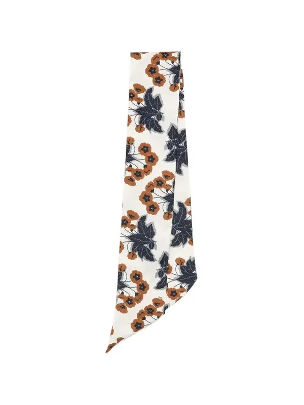 LAURA URBINATI Scarf Flower Print "flower Print Scarf - Gray