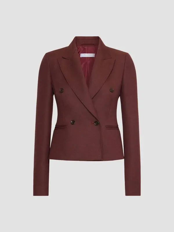Max Mara Denim Effect Wool Double Breasted Jacket