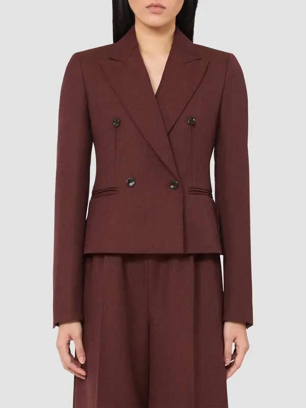 Max Mara Denim Effect Wool Double Breasted Jacket