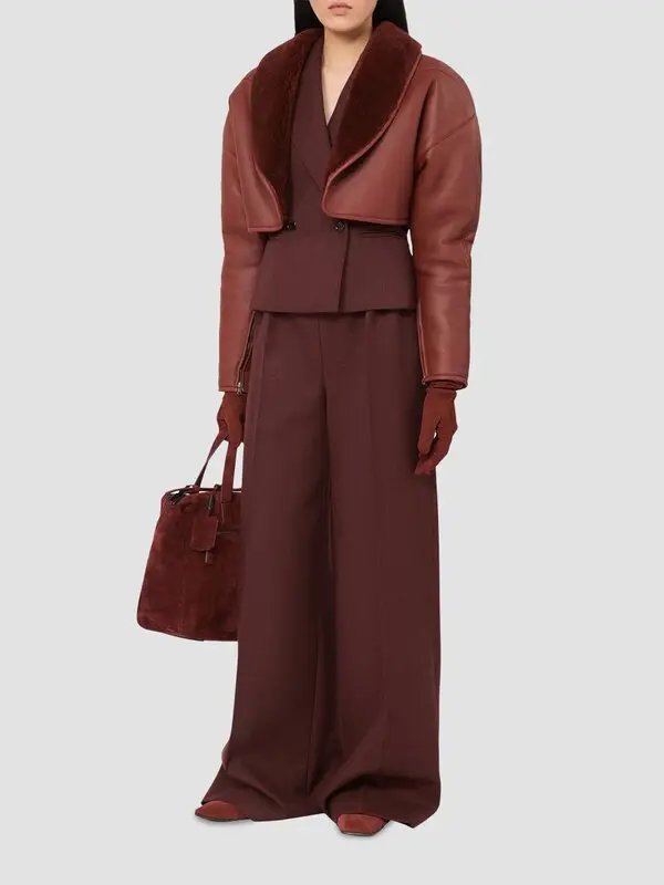 Max Mara Denim Effect Wool Double Breasted Jacket