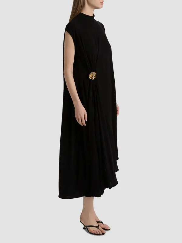 Bottega Veneta Abstract Face Crêpe Midi-dress