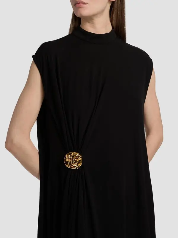 Bottega Veneta Abstract Face Crêpe Midi-dress