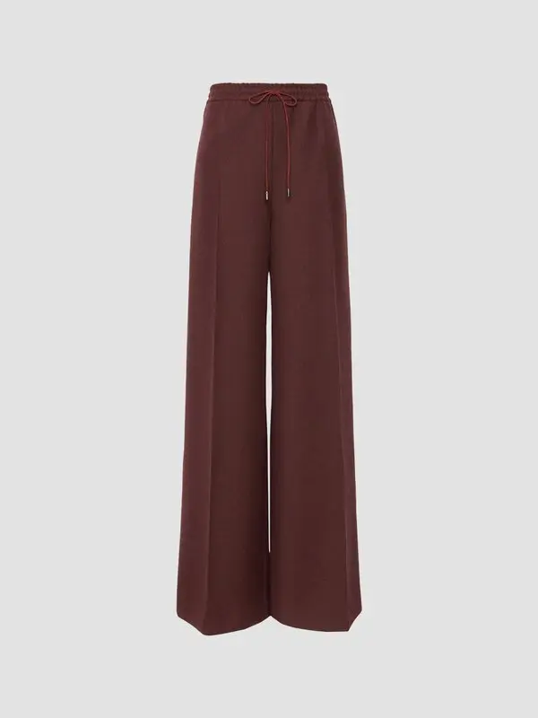 Max Mara Denim Effect Wool Wide Leg Trousers