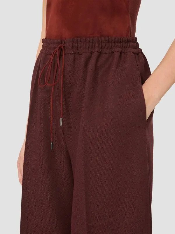 Max Mara Denim Effect Wool Wide Leg Trousers