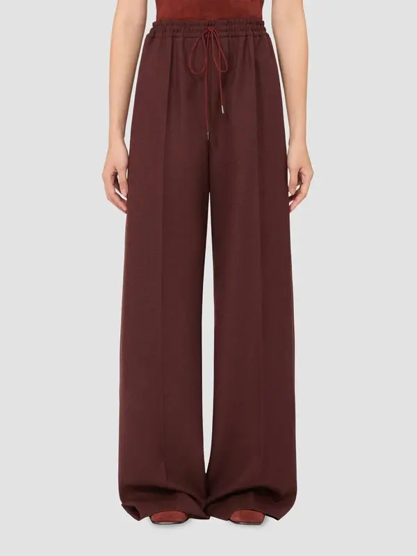 Max Mara Denim Effect Wool Wide Leg Trousers