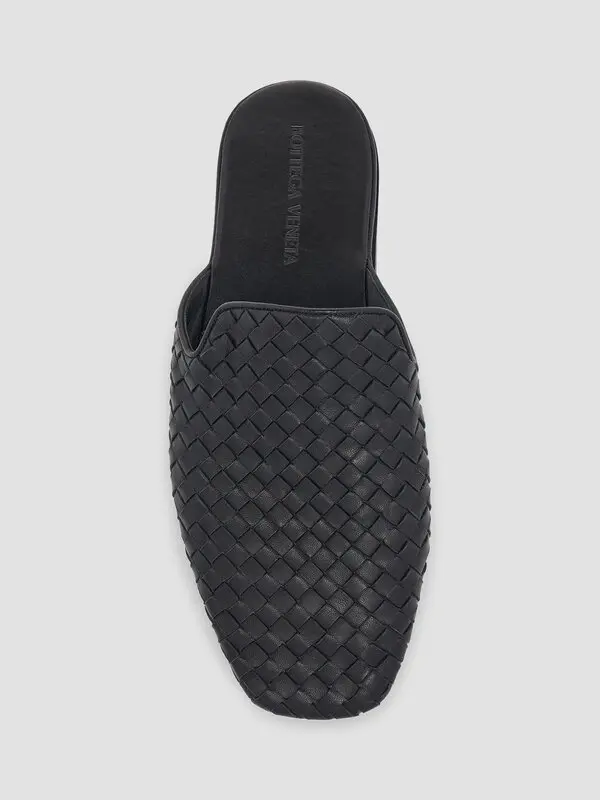 Bottega Veneta Palazzo Intrecciato Leather Mules - Black