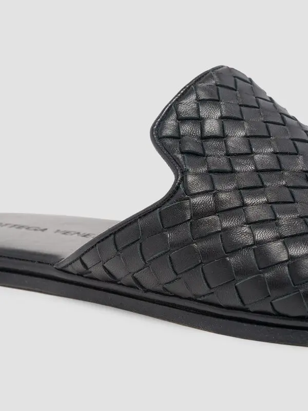 Bottega Veneta Palazzo Intrecciato Leather Mules - Black