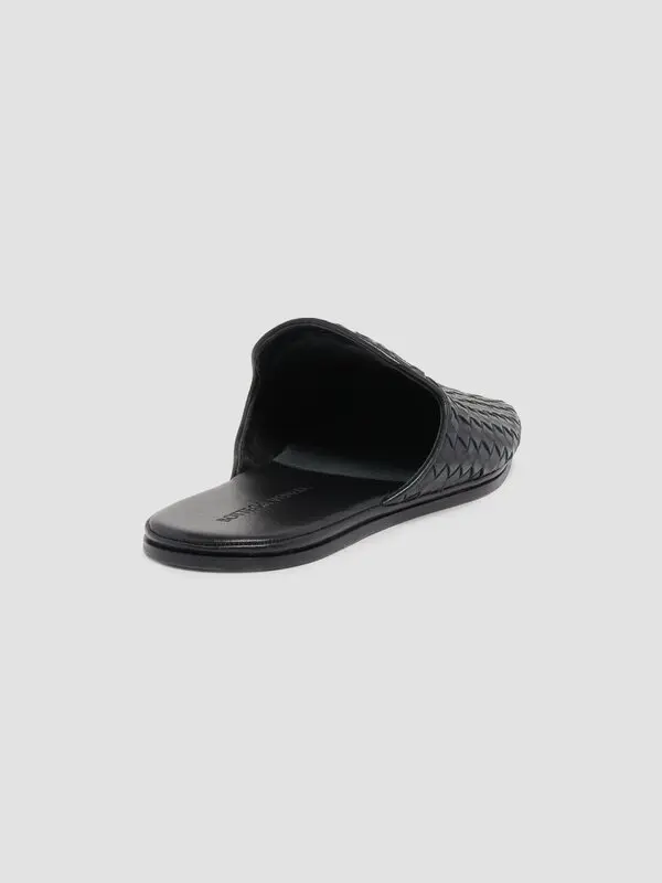 Bottega Veneta Palazzo Intrecciato Leather Mules - Black