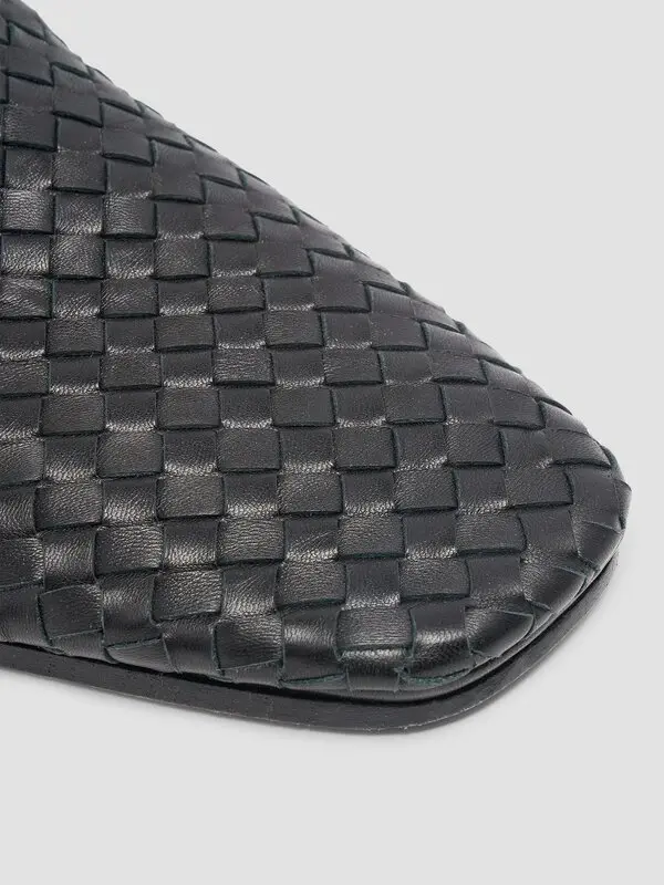 Bottega Veneta Palazzo Intrecciato Leather Mules - Black