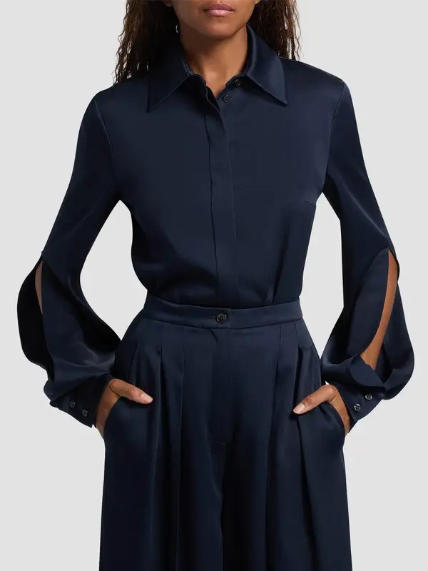 Michael Kors Split-sleeve Satin Shirt