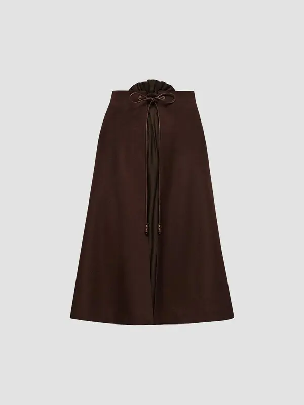 Moncler Midi Skirt In Wool - Brown