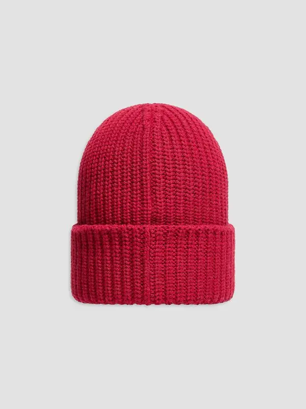 Moncler Beanie Hat In Wool & Cashmere Blend - Red