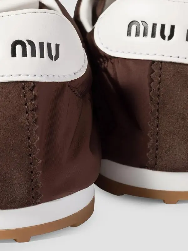 Miu Miu Plume Technical Fabric And Suede Sneakers