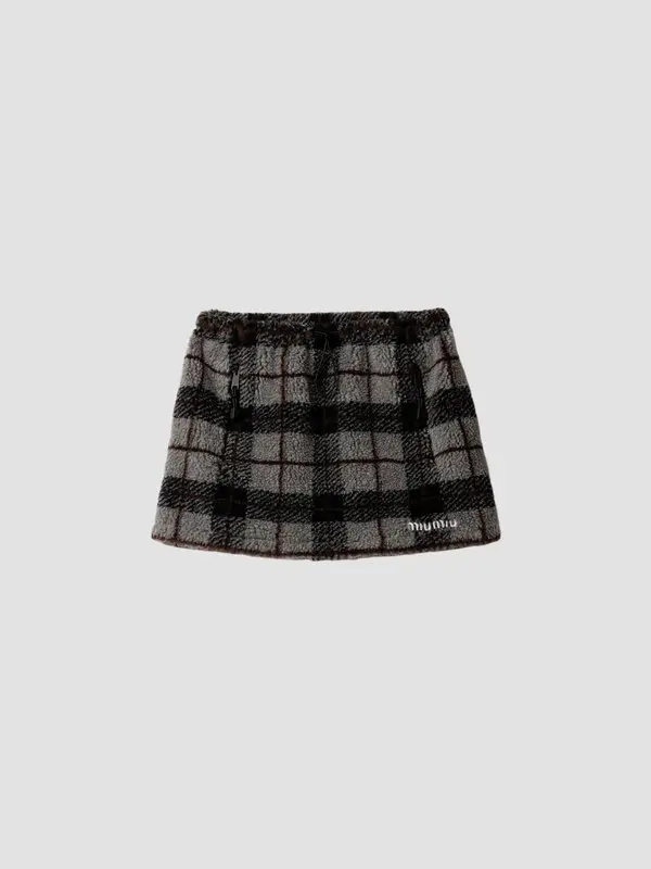 Miu Miu Checked Teddy Miniskirt