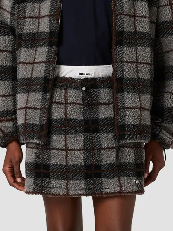 Miu Miu Checked Teddy Miniskirt