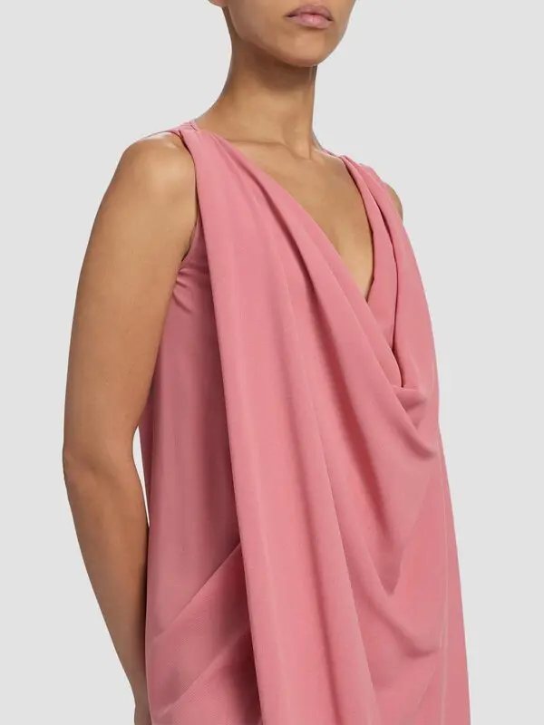 Michael Kors Draped Cowlneck Wool Crepe Dress