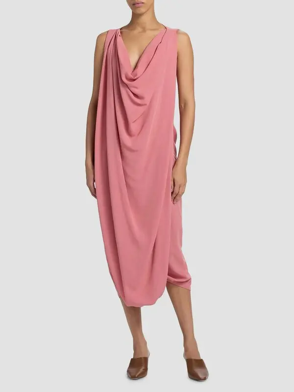 Michael Kors Draped Cowlneck Wool Crepe Dress