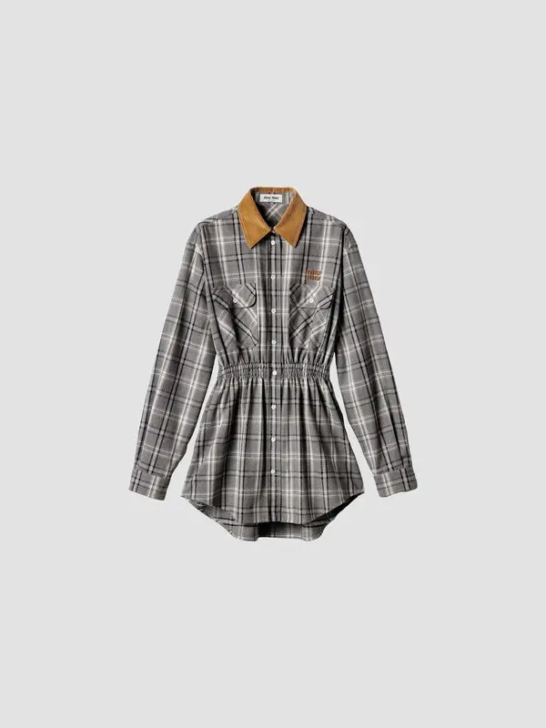 Miu Miu Flannel Mini Dress - Grey