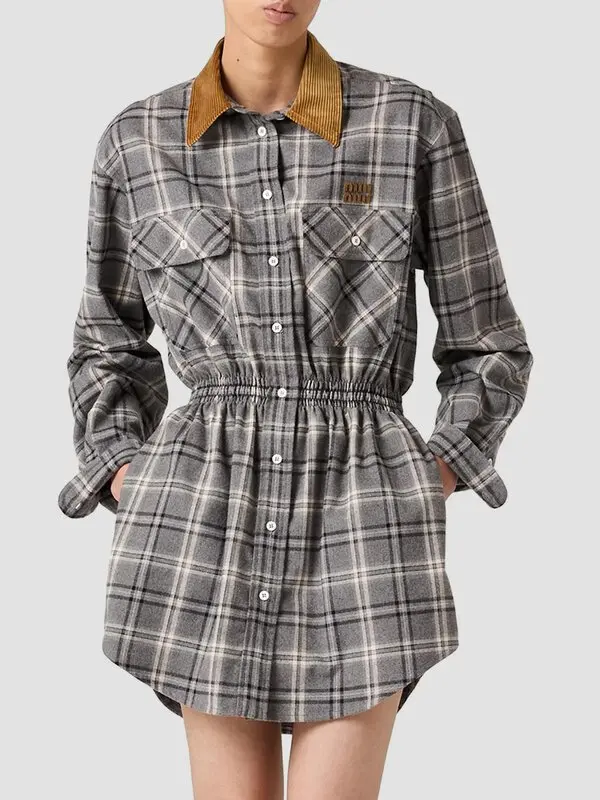 Miu Miu Flannel Mini Dress - Grey